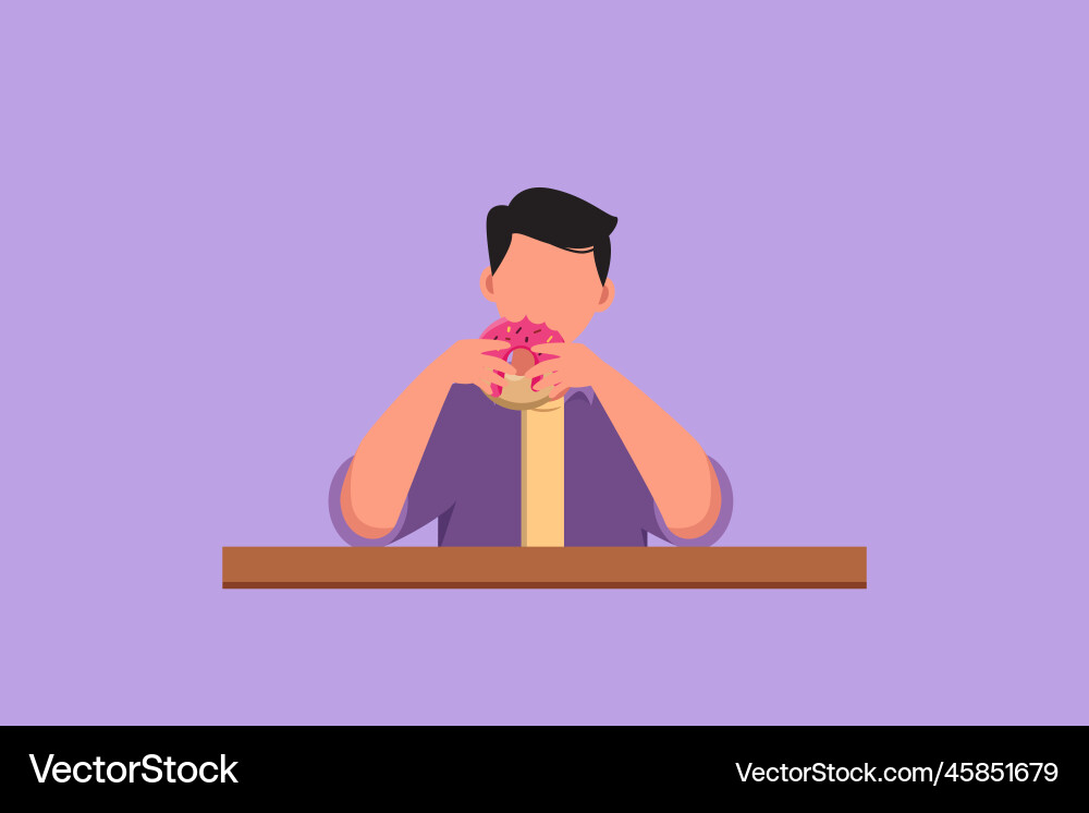 Graphic flat design drawing young man hold Vector Image