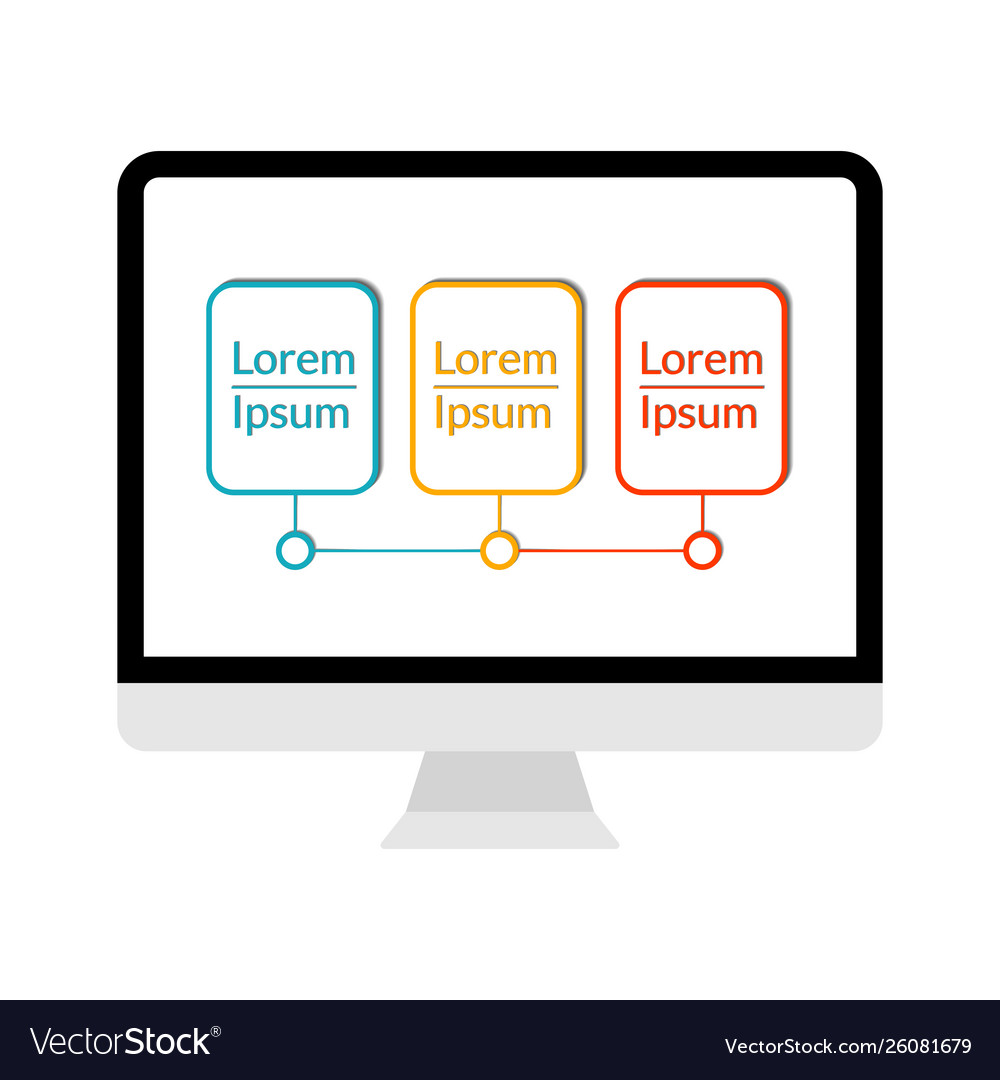 Modern computer display with infographic data Vector Image