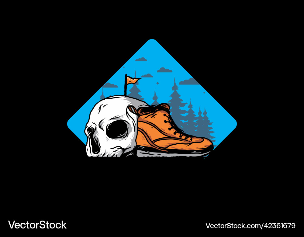 Outdoor boots and skull Royalty Free Vector Image