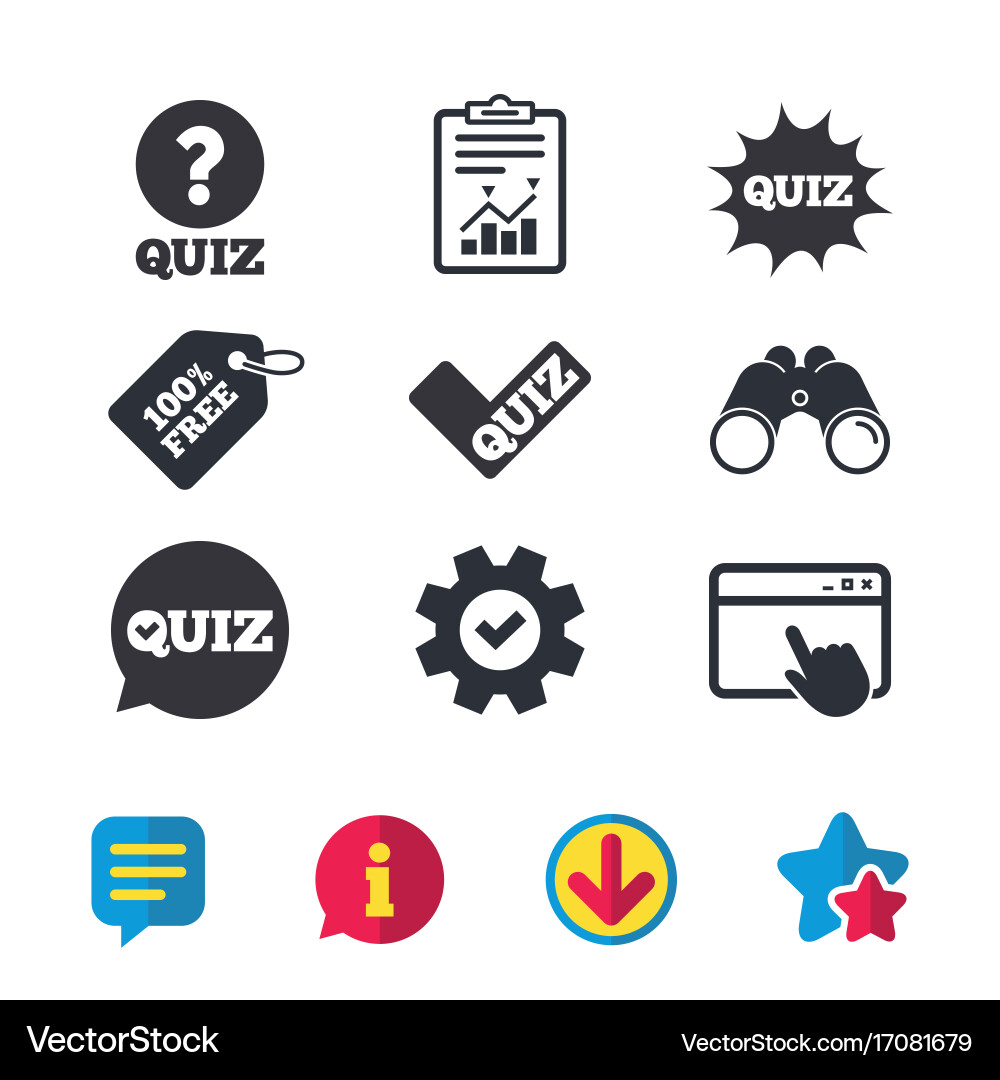 Quiz icons speech bubble with check mark symbol Vector Image