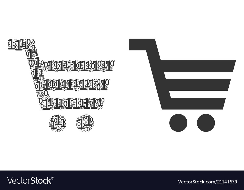 Shopping cart composition of binary digits Vector Image