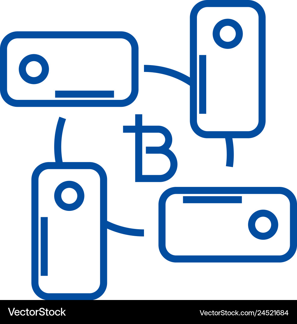 Blockchain technology line icon concept Royalty Free Vector