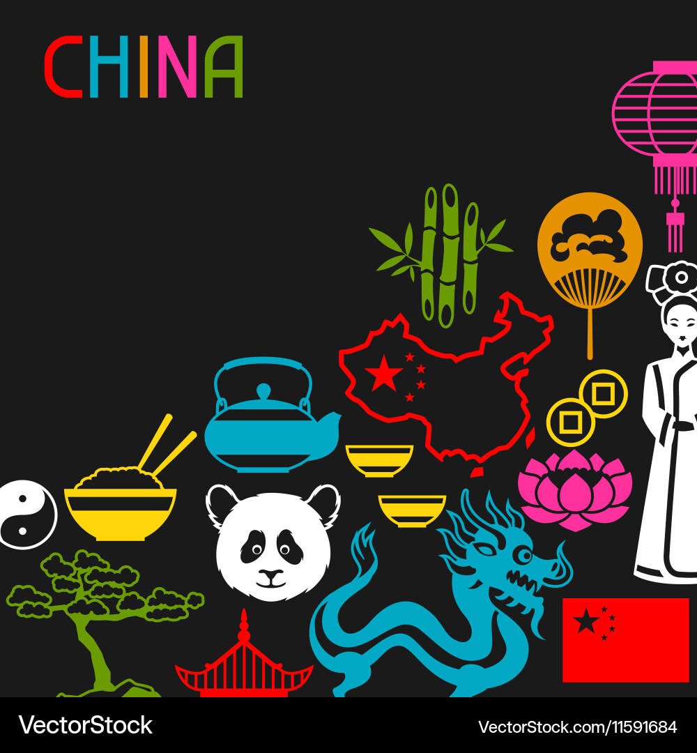 China background design chinese symbols Royalty Free Vector