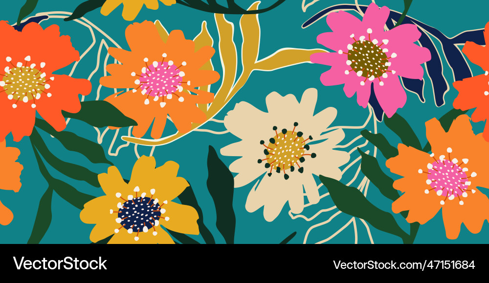 Hand drawn flowers seamless patterns Royalty Free Vector