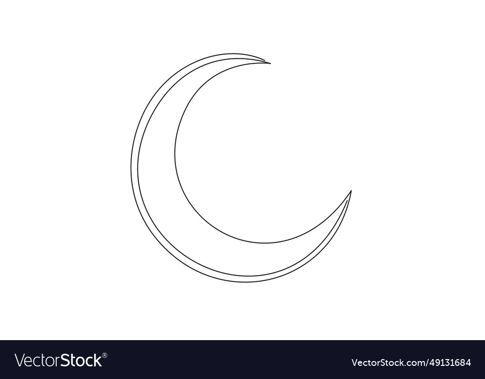 Single Continuous Line Drawing The Crescent Moon Vector Image 0000