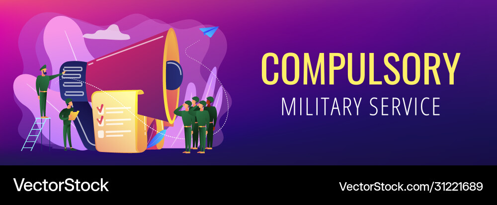 Compulsory military service concept banner header Vector Image