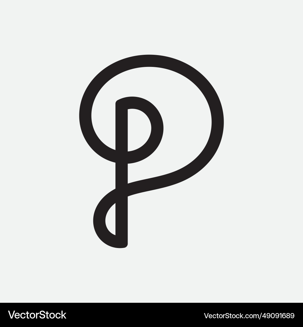 Creative initial letter p with line style logo Vector Image