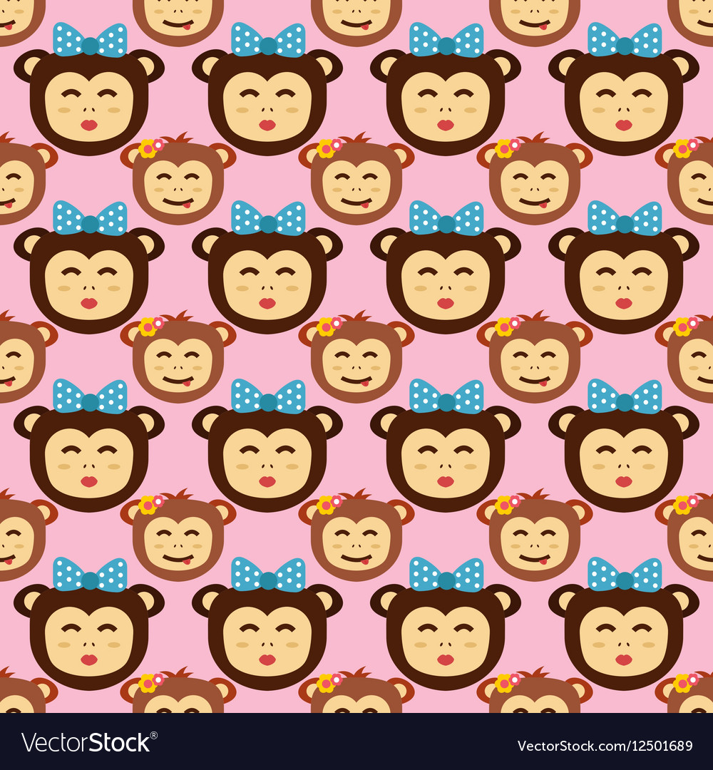 Monkey seamless pattern Royalty Free Vector Image