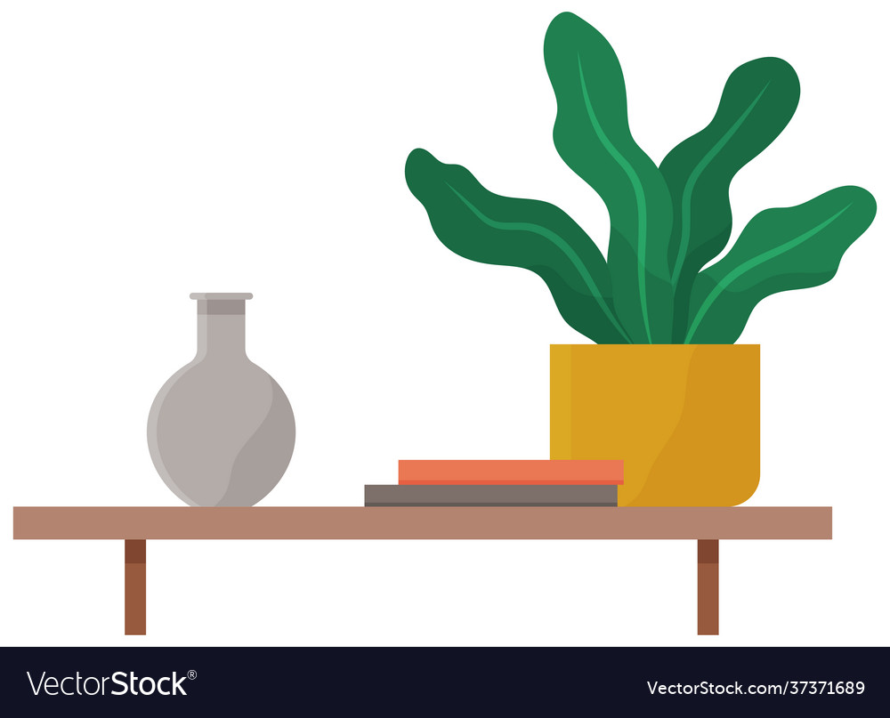 Shelving for books and potted plant hanging shelf Vector Image