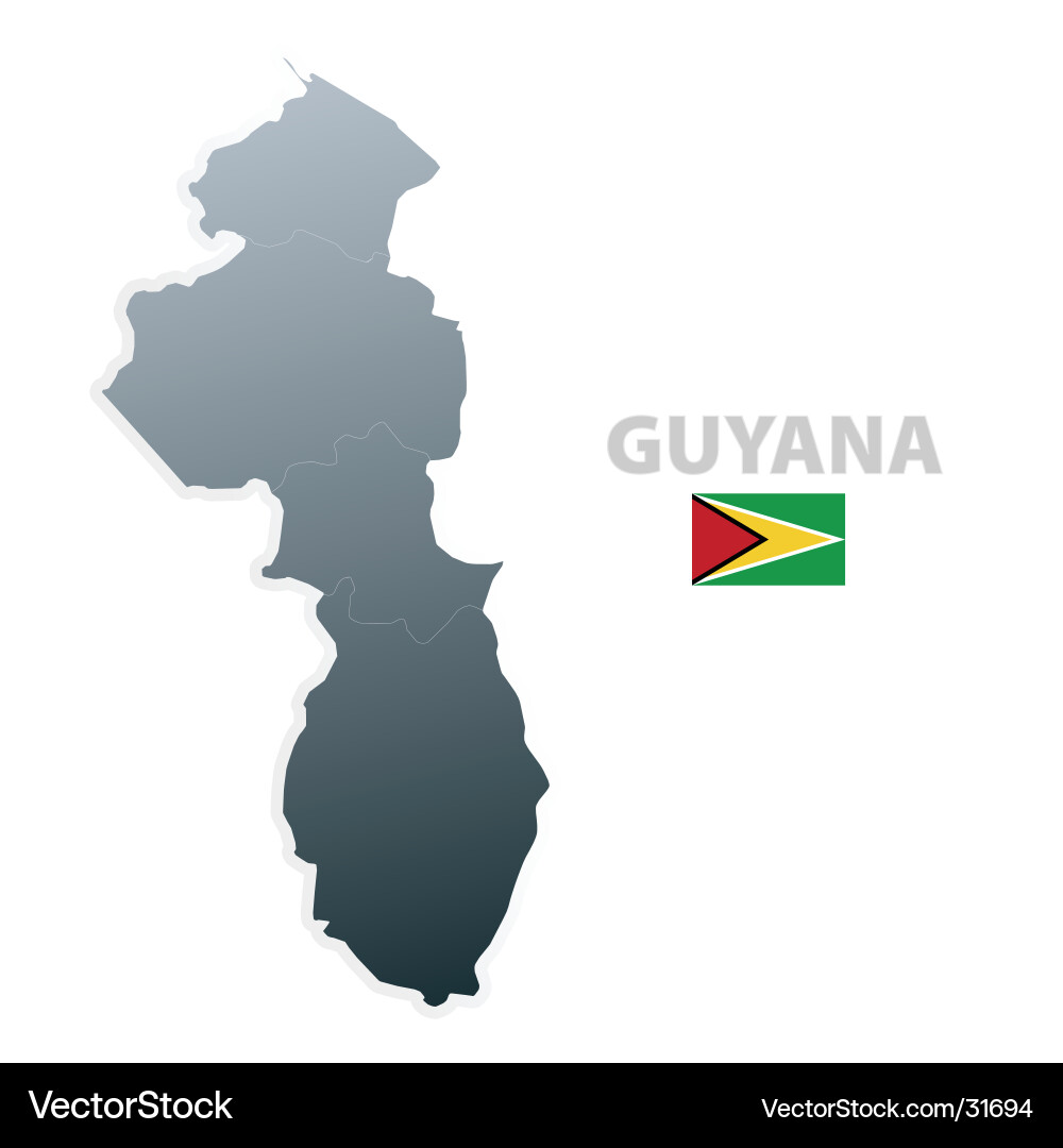 Guyana map with official flag Royalty Free Vector Image