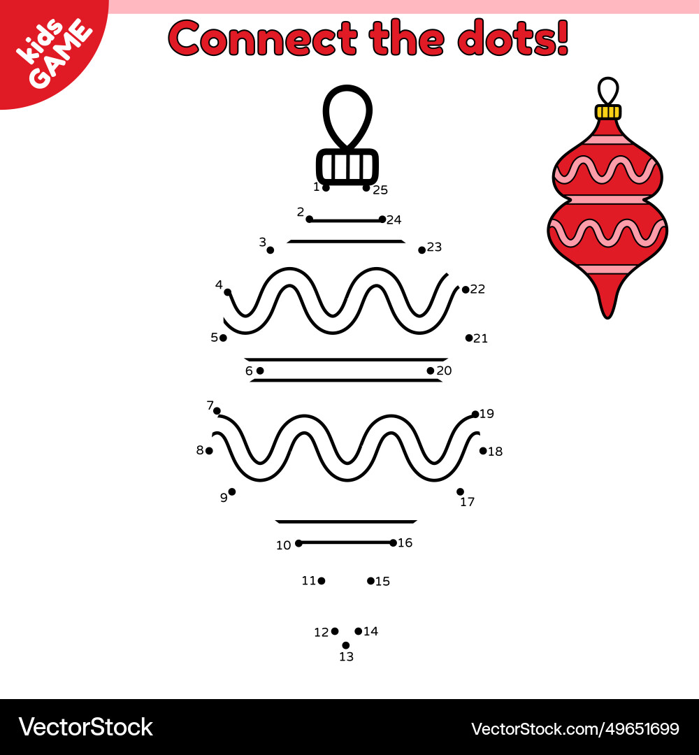Connect the dots and draw christmas decoration Vector Image