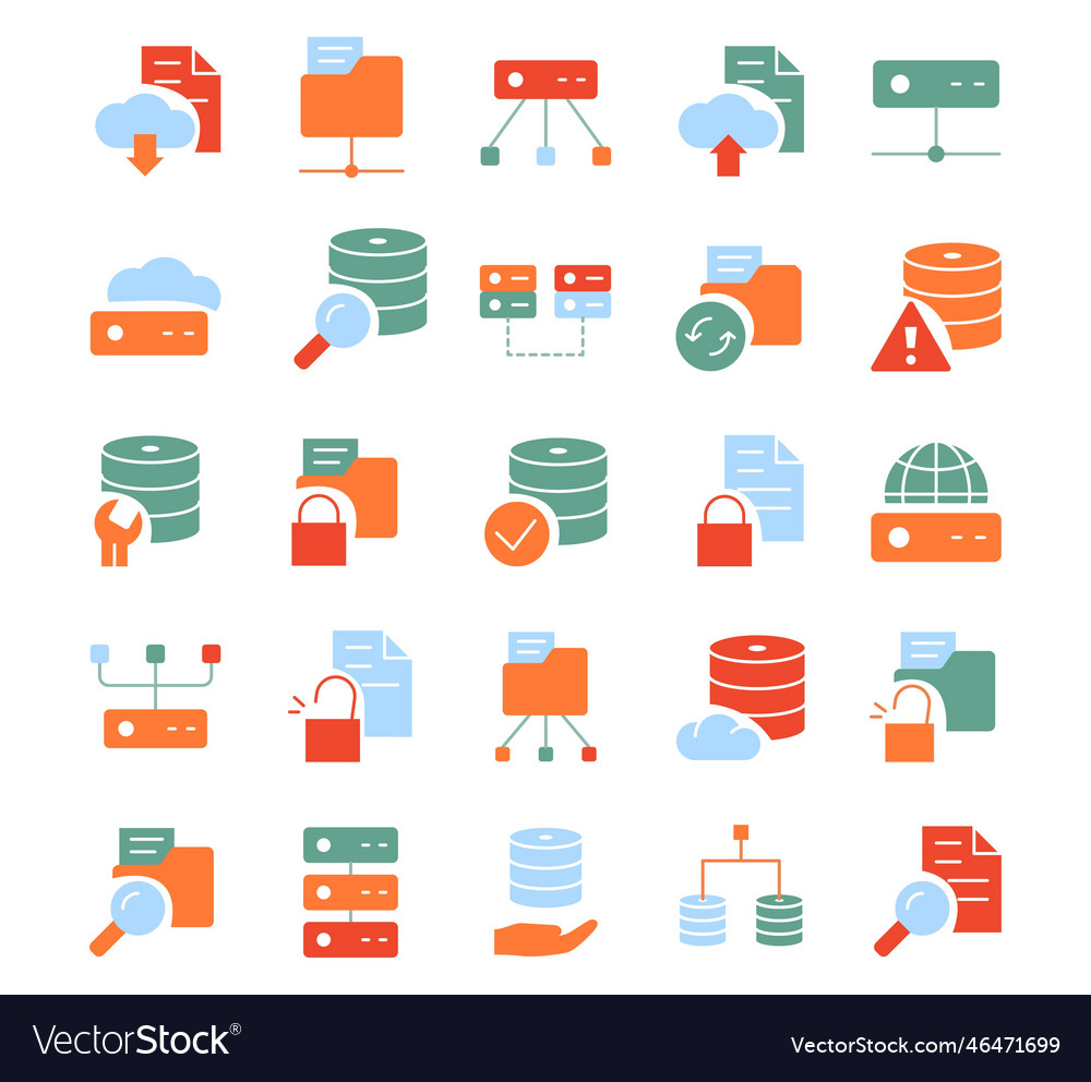 Database and data technology color Royalty Free Vector Image