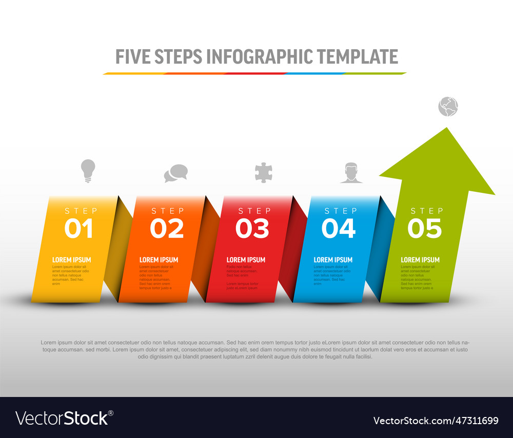 Progress with four steps and big arrow template Vector Image