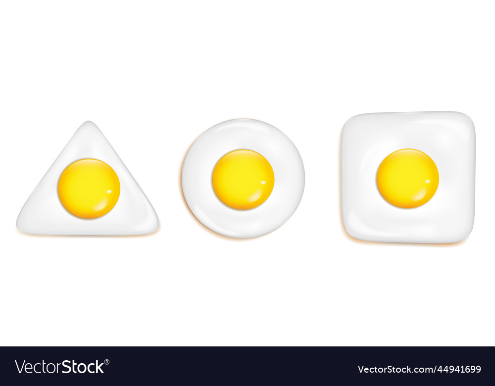 Realistic fried eggs set Royalty Free Vector Image