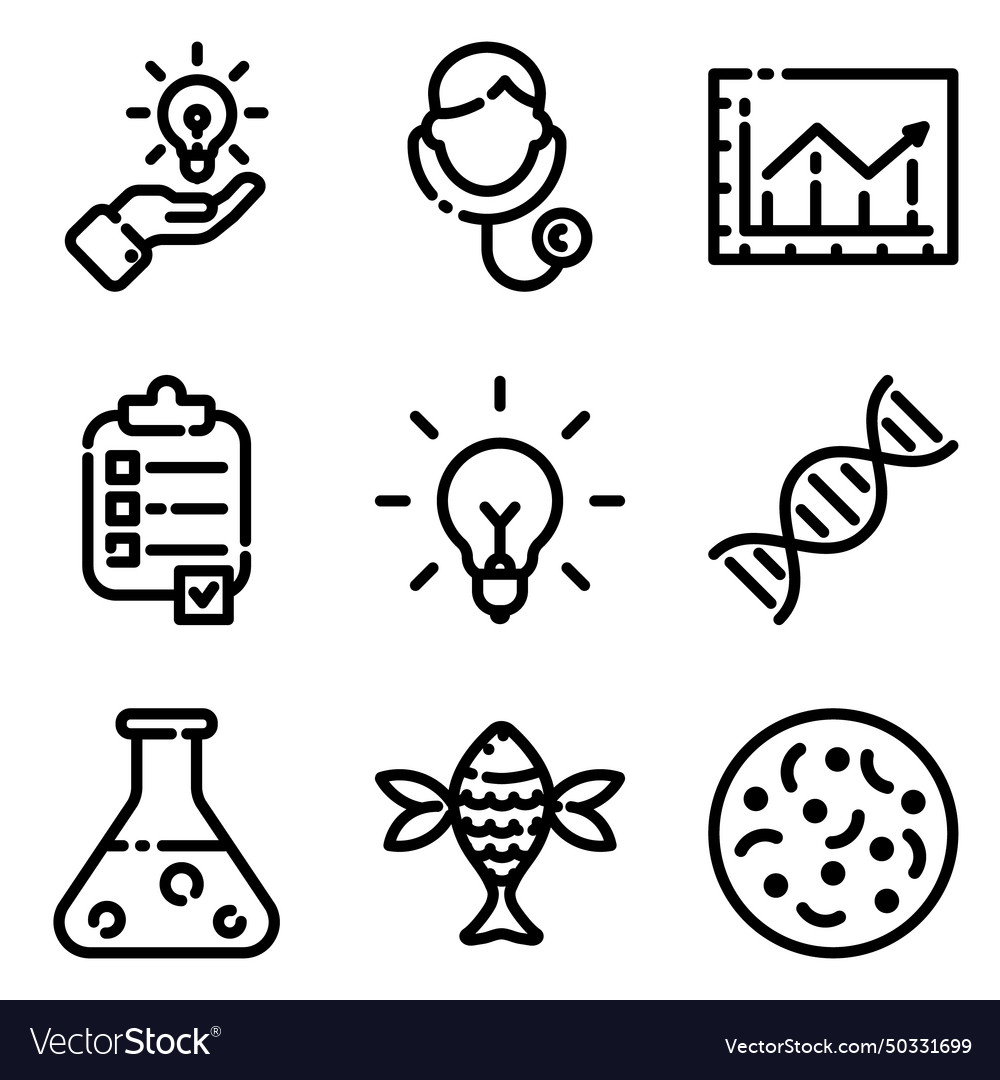 Science flat icon set isolated on white background