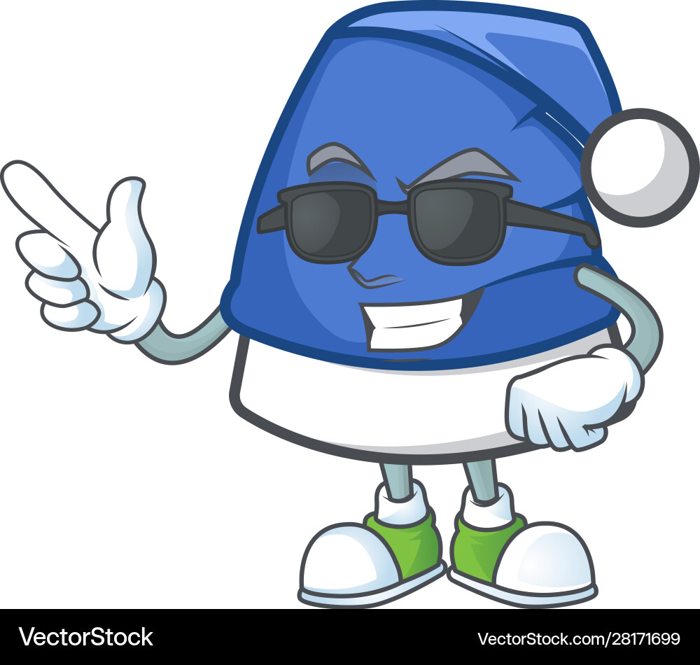 Super cool blue christmas hat character wearing Vector Image