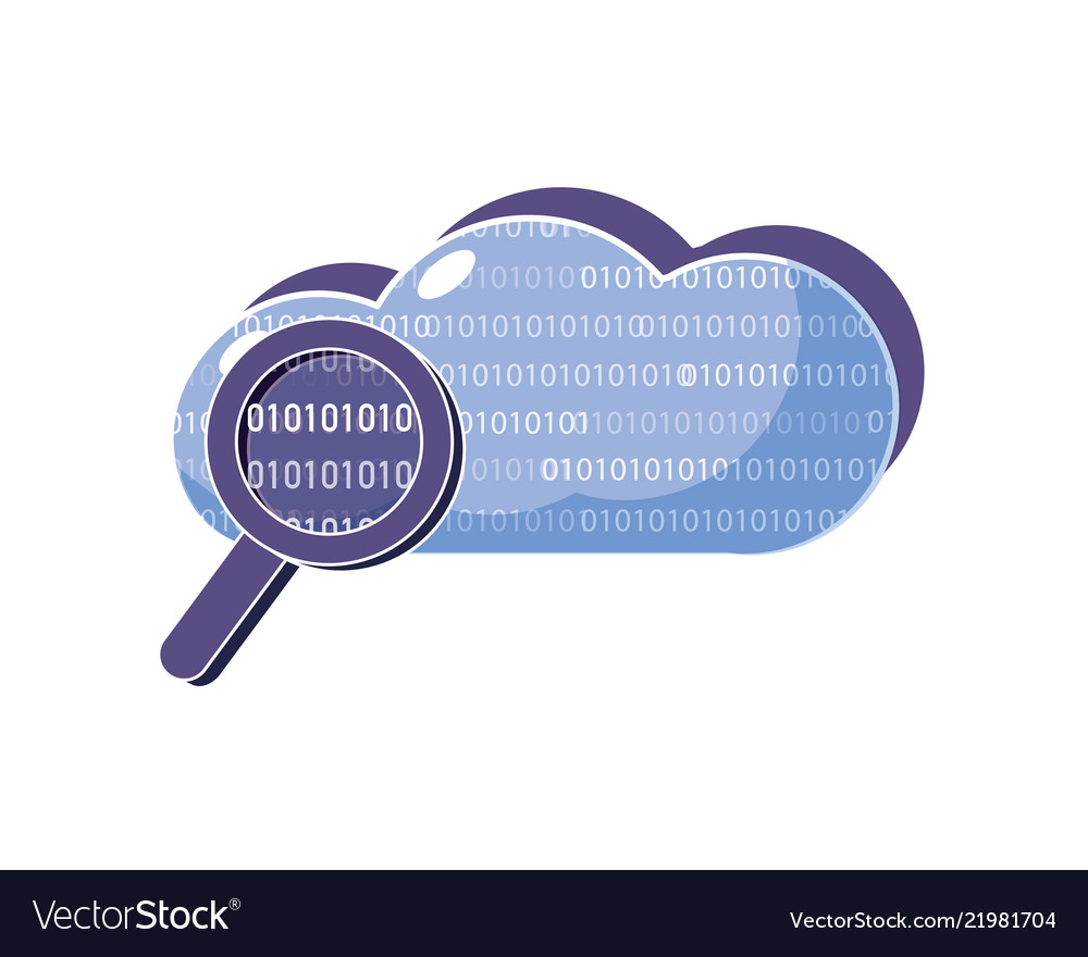 Cloud data and magnifying glass with programming Vector Image