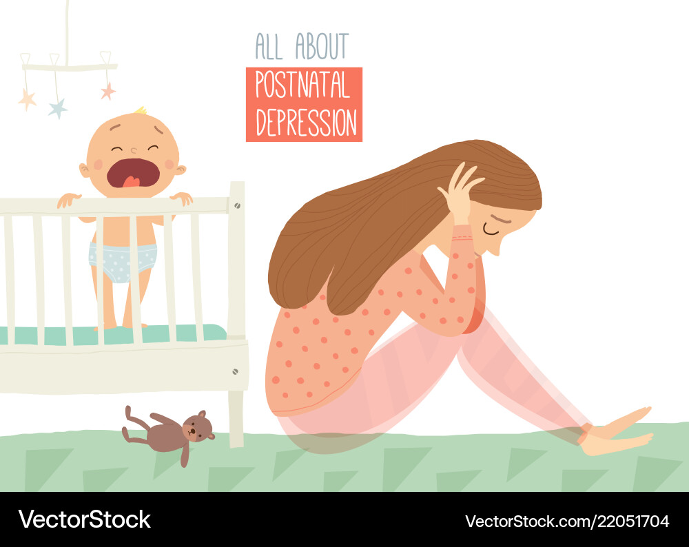 Postpartum depression postnatal depression baby Vector Image