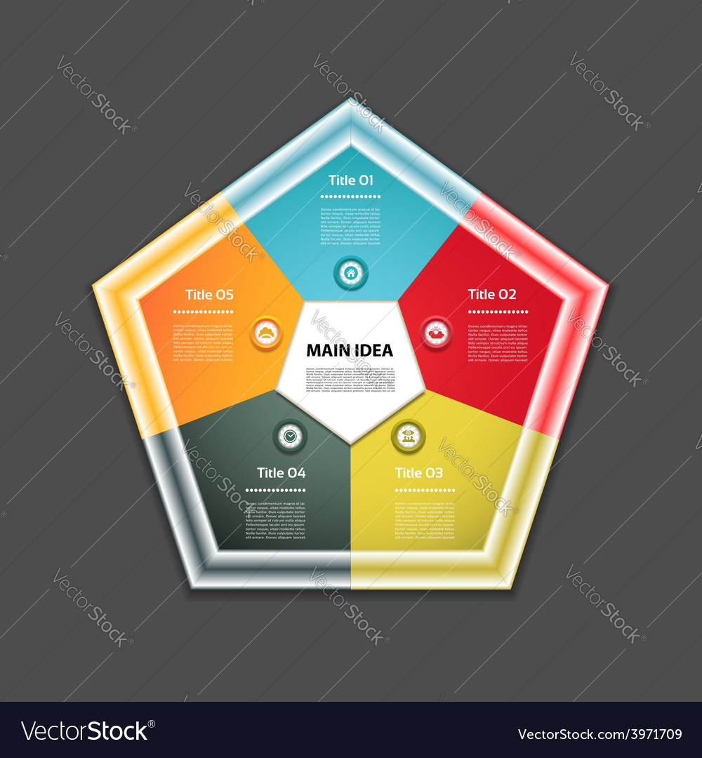 Cyclic diagram with five steps and icons Vector Image
