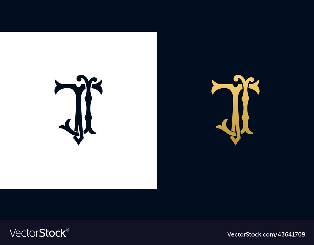 Decorative vintage initial letters tj monogram Vector Image Decorative vintage initial letters tj monogram Vector Image