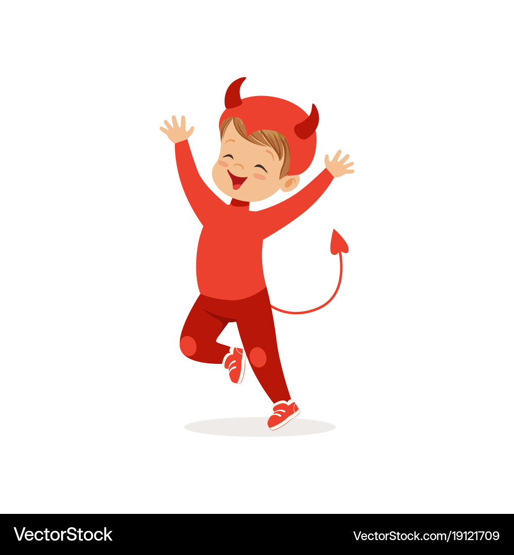 Little boy dressed as a devil cute kid in red Vector Image