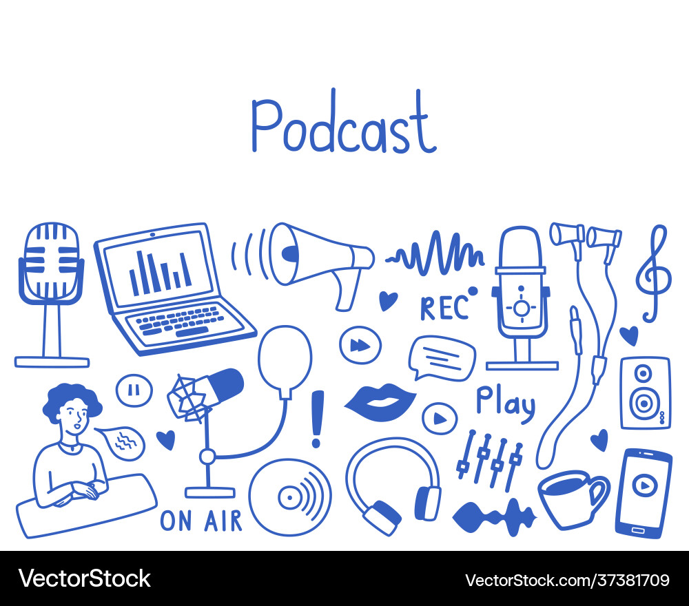 Podcast banner with copy space various Royalty Free Vector