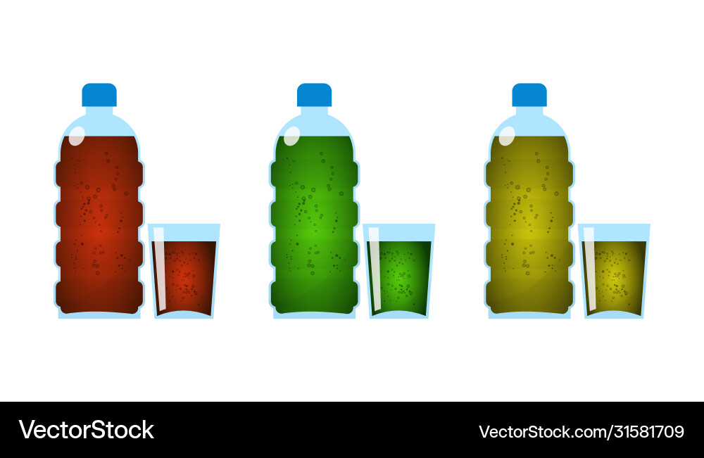 Set colored icons sweet drink water Royalty Free Vector
