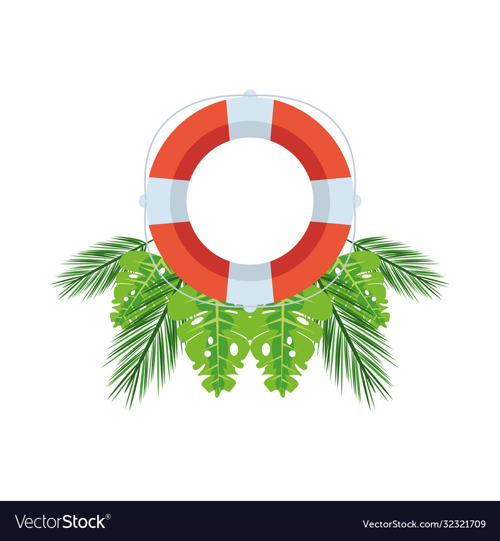 Tropical leafs palms summer and lifeguard float Vector Image