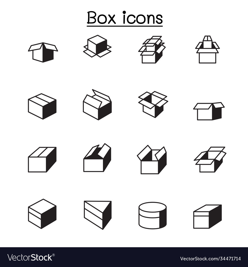 Box icons set graphic design Royalty Free Vector Image