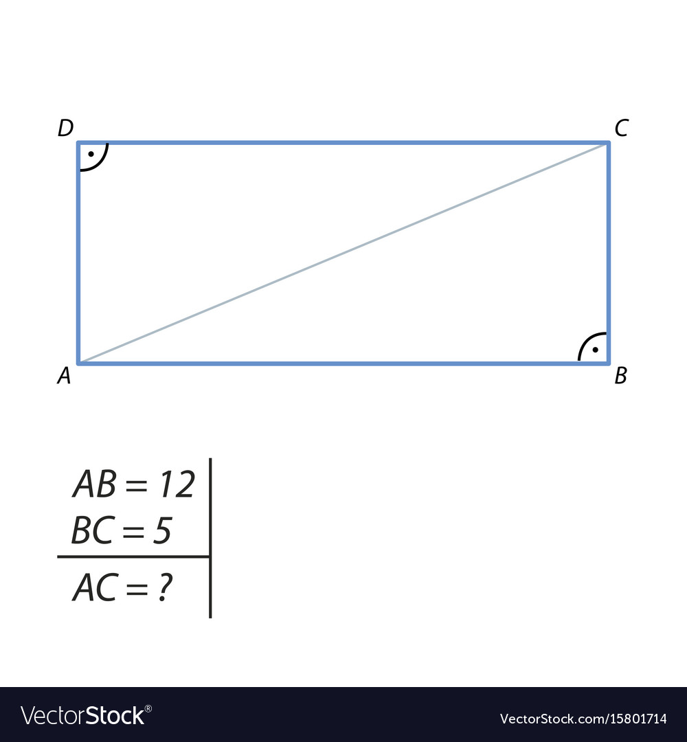 Task finding a diagonal rectangle Royalty Free Vector Image