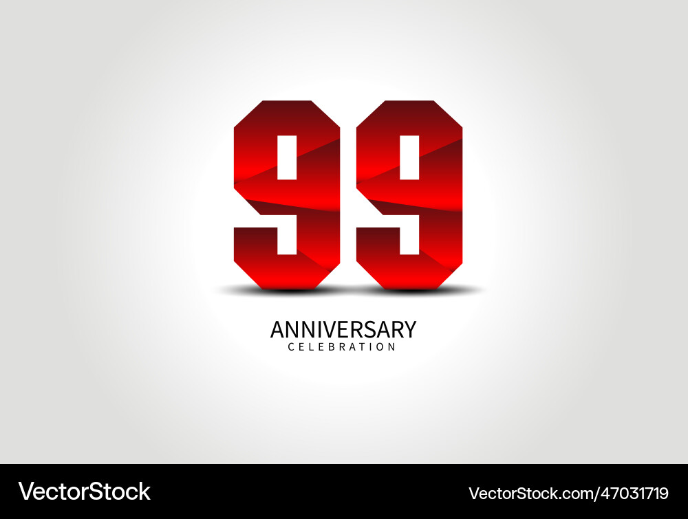 99 year anniversary celebration logo red Vector Image