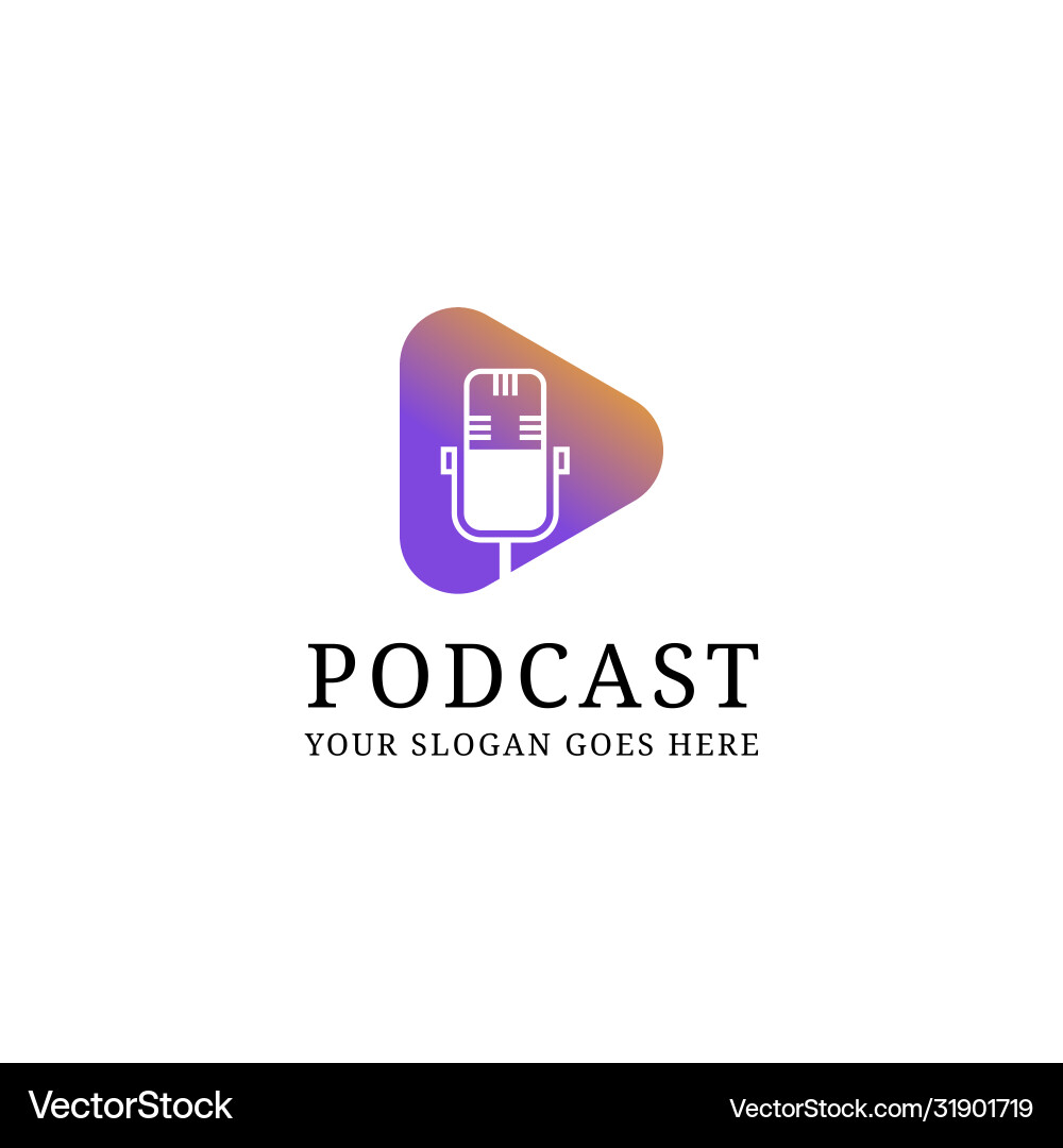 Creative podcast mic logo design template digital Vector Image