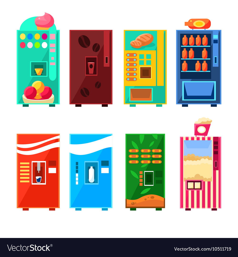 Food And Drink Vending Machines Design Set Vector Image