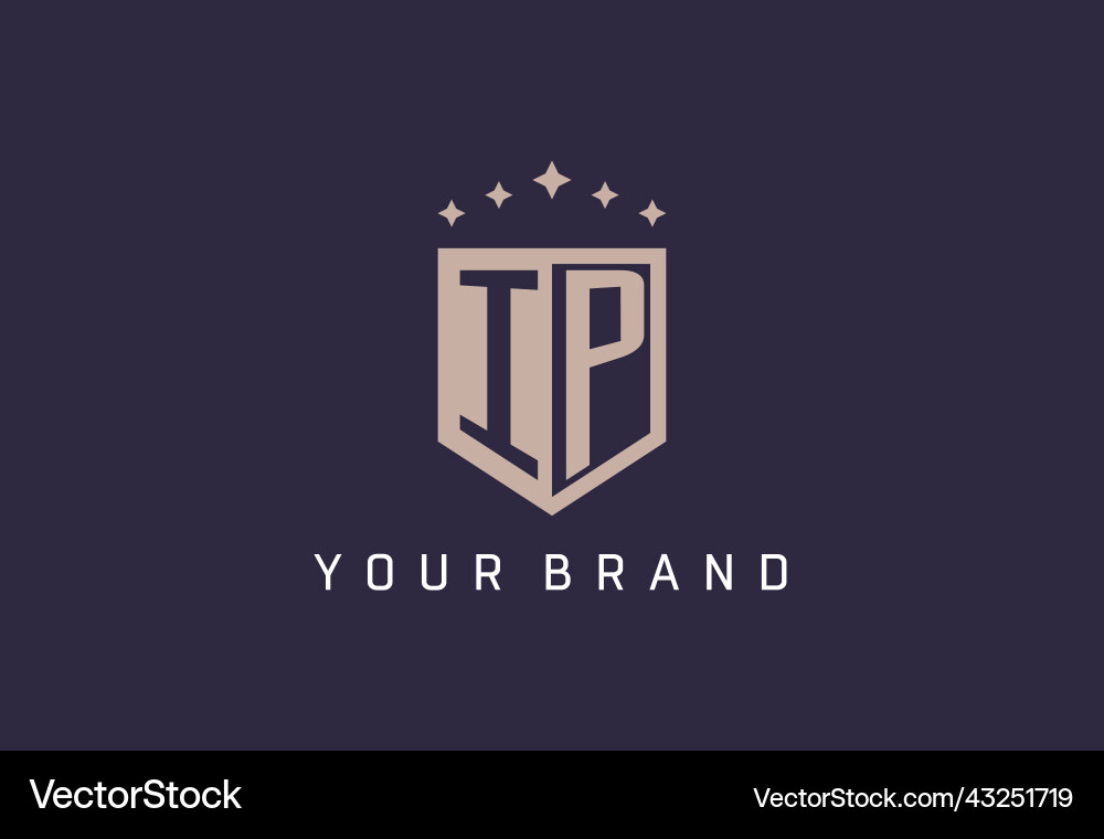 Ip initial shield logo icon geometric style design