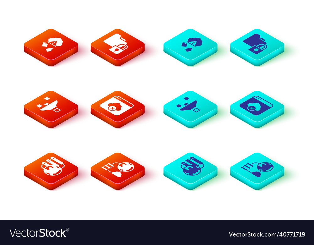 Set network cloud connection filter setting Vector Image Set network cloud connection filter setting Vector Image
