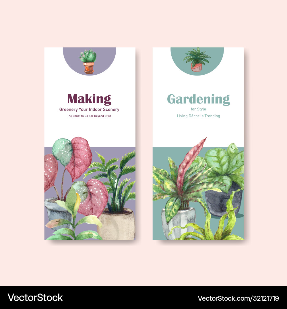 Summer plants flyer template design Royalty Free Vector