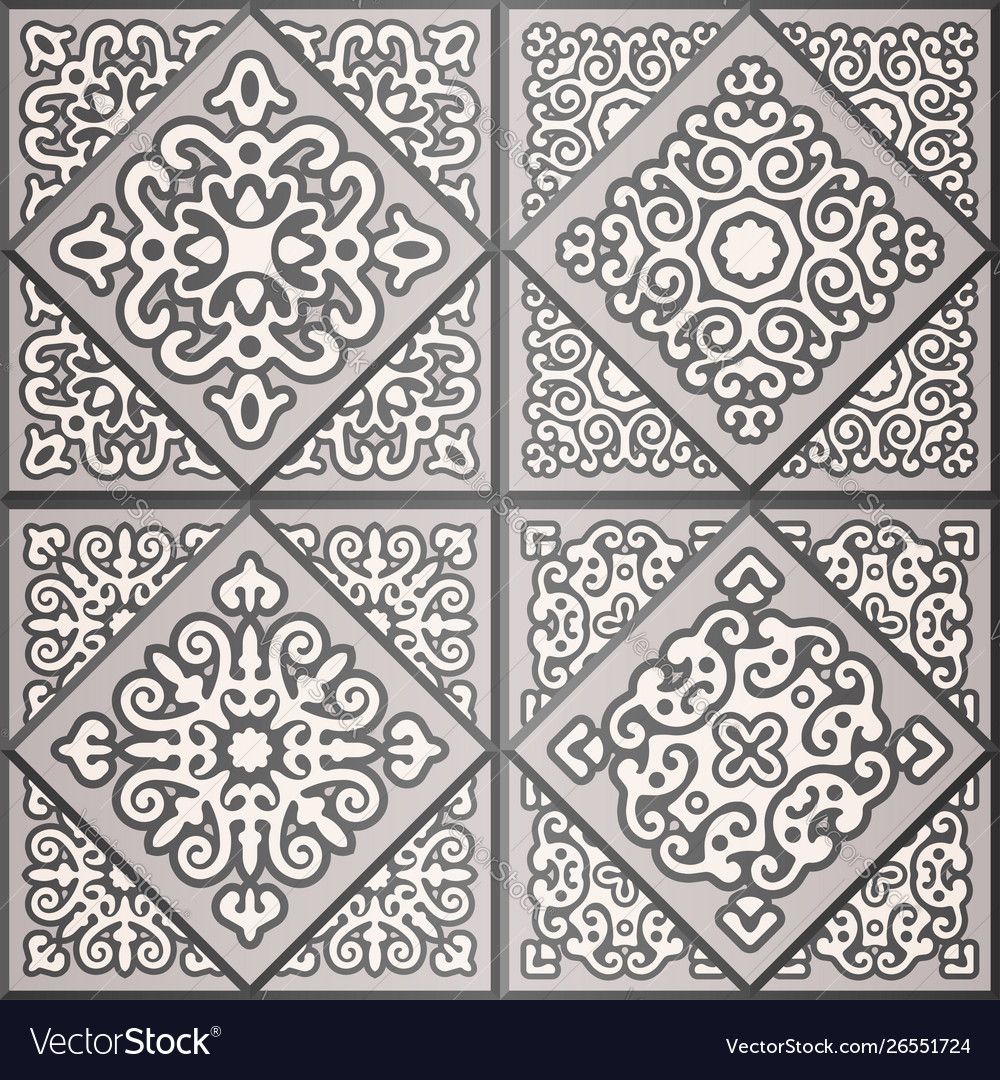 Abstract ornamental patterned tile collection Vector Image