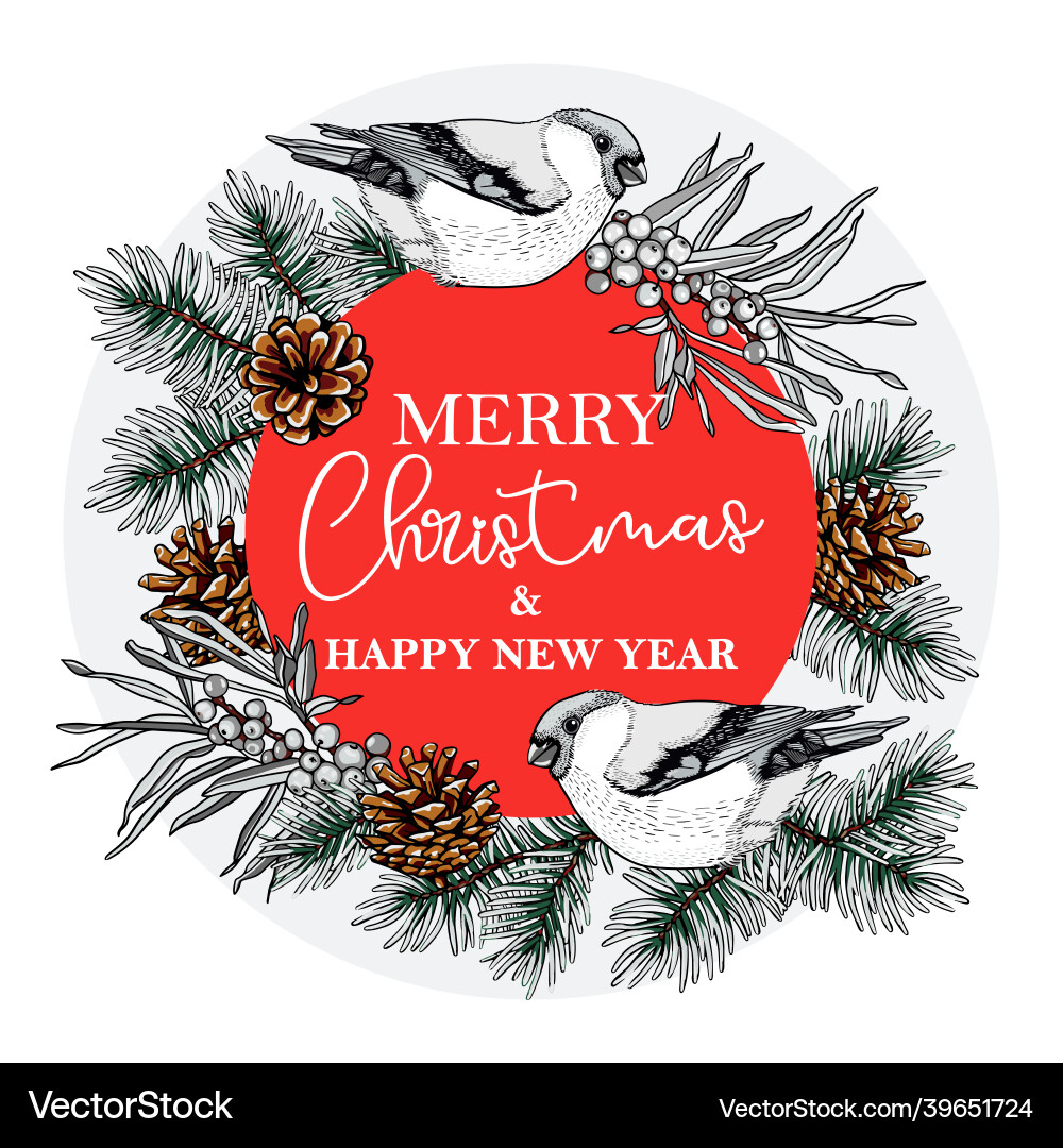Christmas round emblem Royalty Free Vector Image