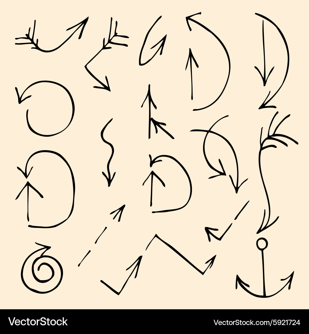 Hand drawn arrows collection set Royalty Free Vector Image
