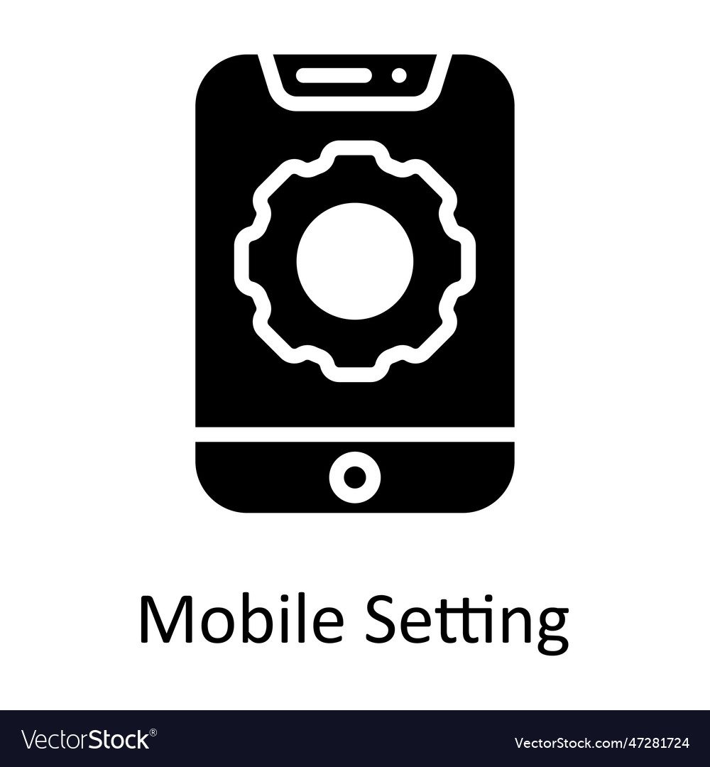 Mobile setting solid icon design Royalty Free Vector Image