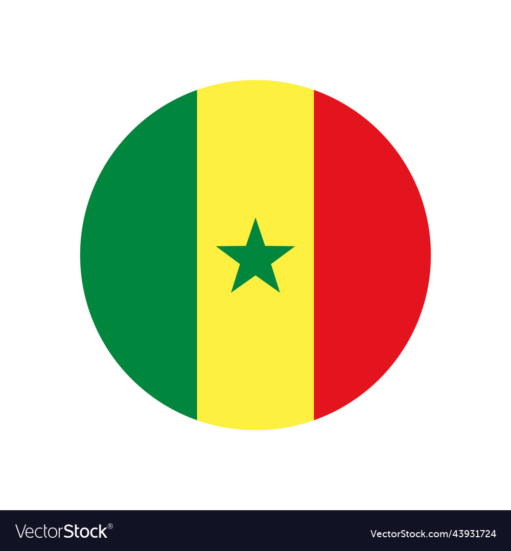 Senegal flag circle on white background Royalty Free Vector