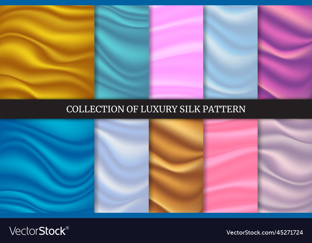 Set Of Luxury Satin And Silk Cloth Fabric Crease Vector Image