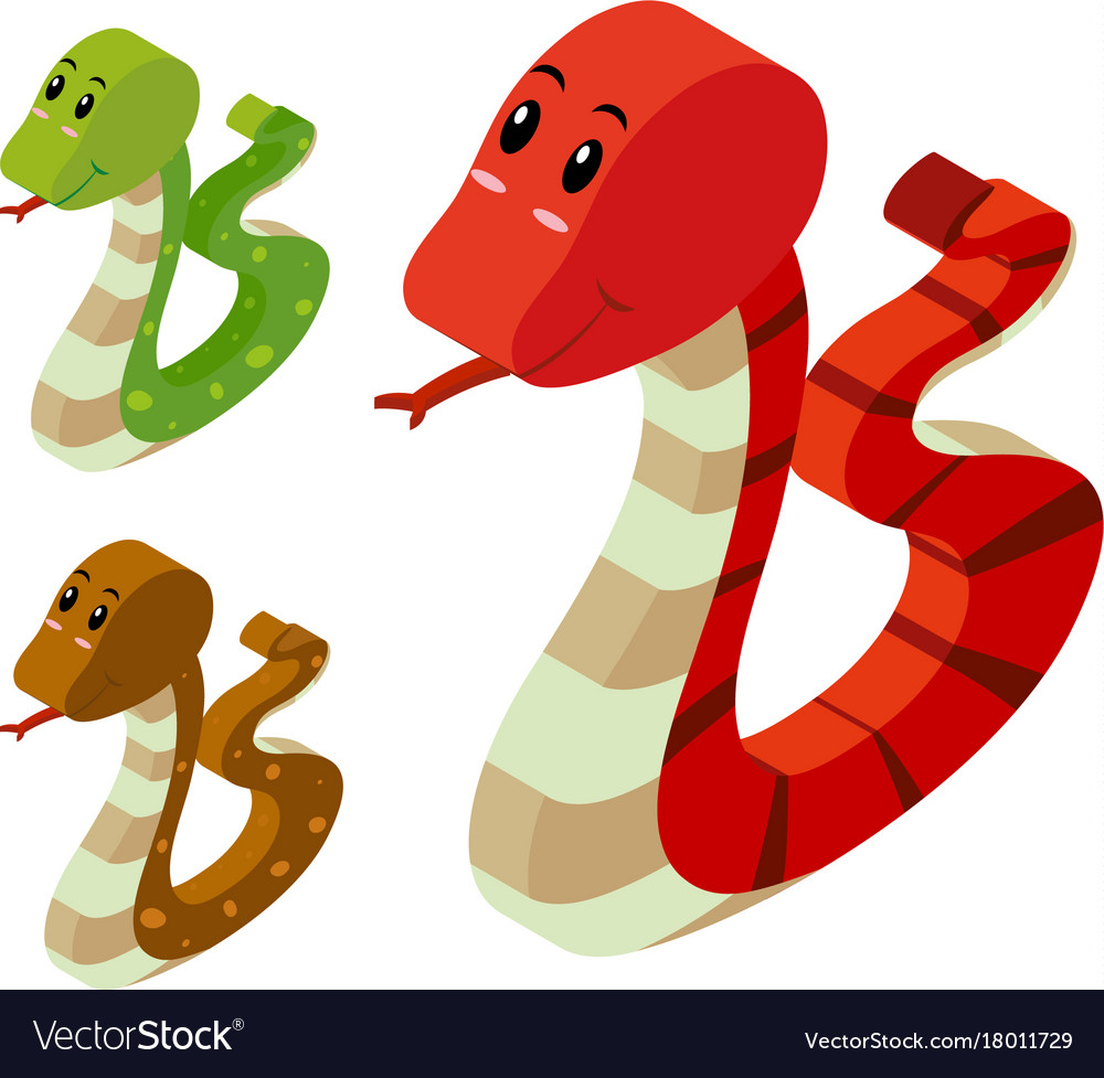 3d design for three snakes Royalty Free Vector Image