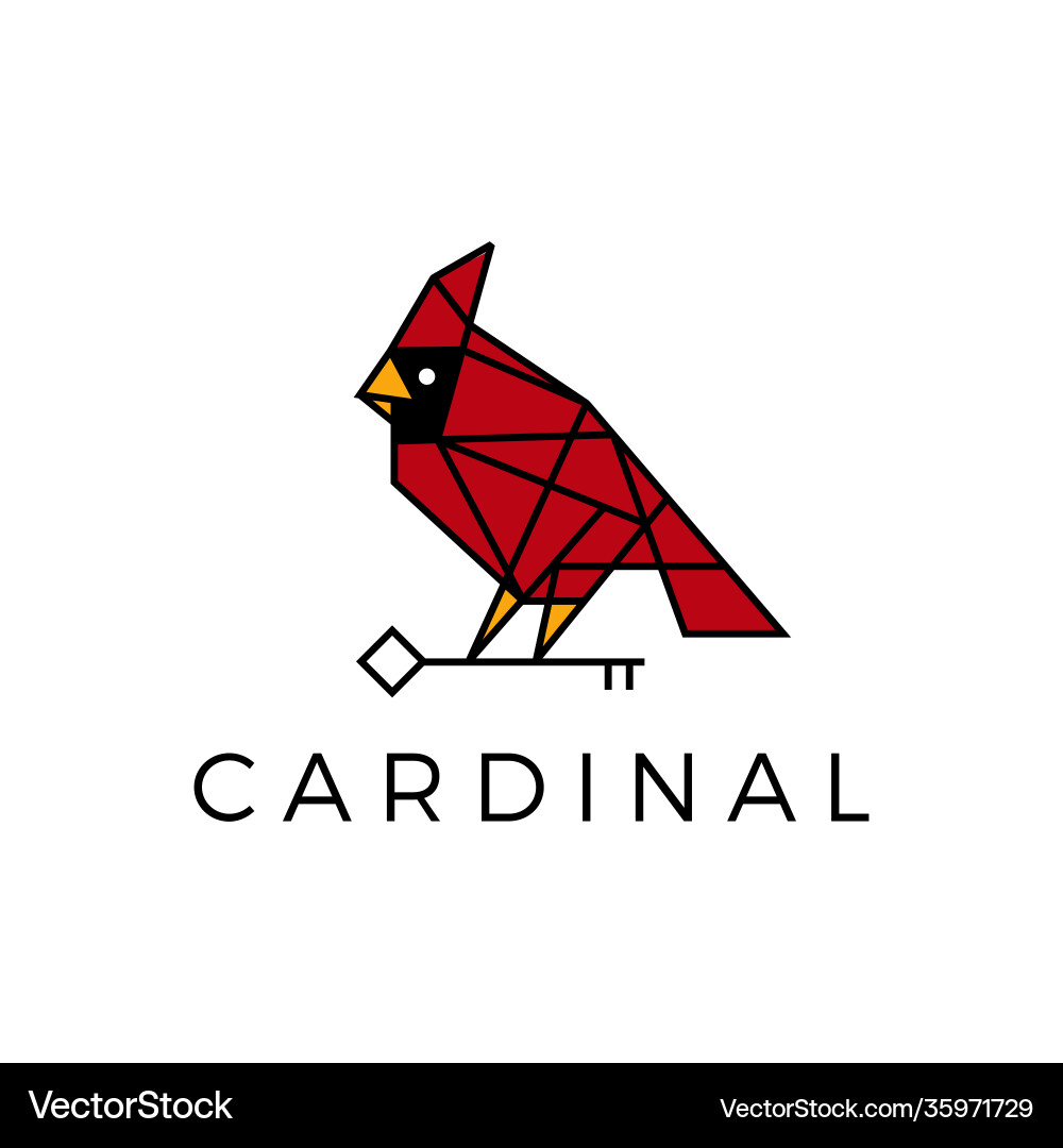 Cardinal bird key geometric polygonal line logo Vector Image