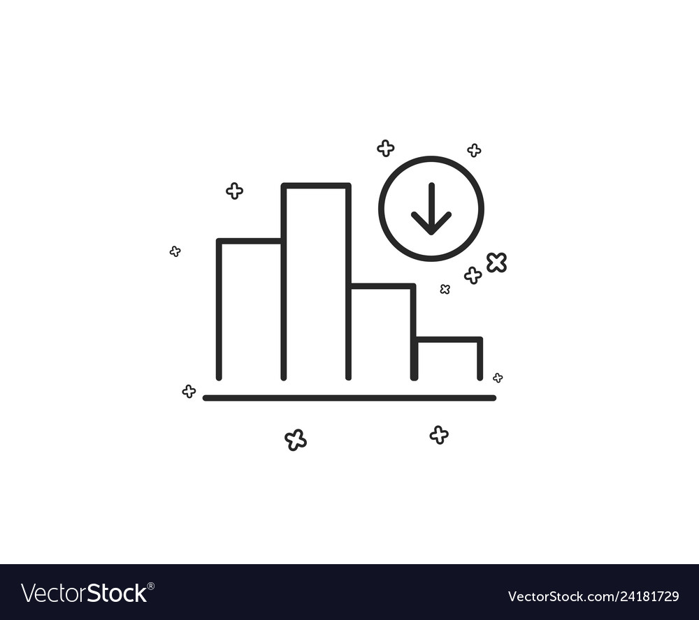 Decreasing graph line icon column chart sign Vector Image
