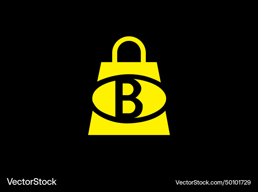 Letter b and bag symbol logomark Royalty Free Vector Image