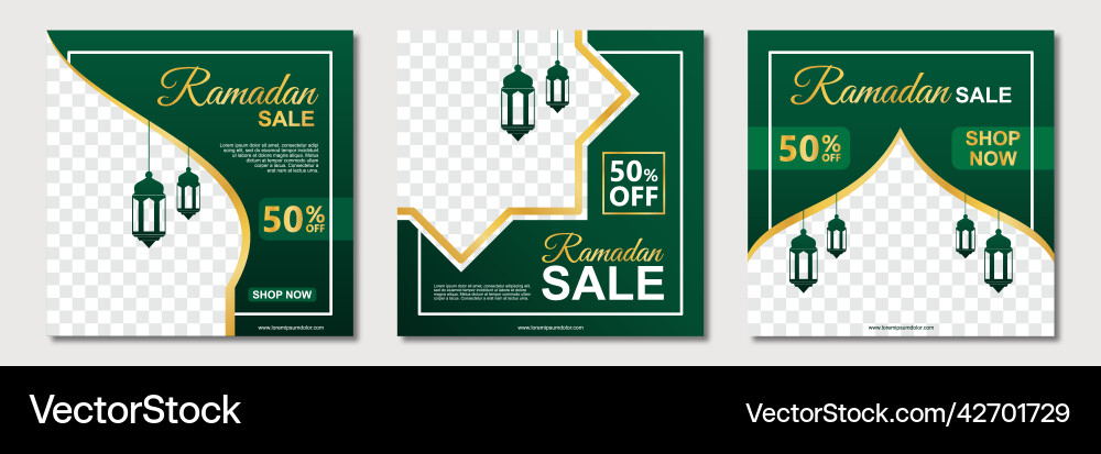Set of ramadan square banner template design Vector Image