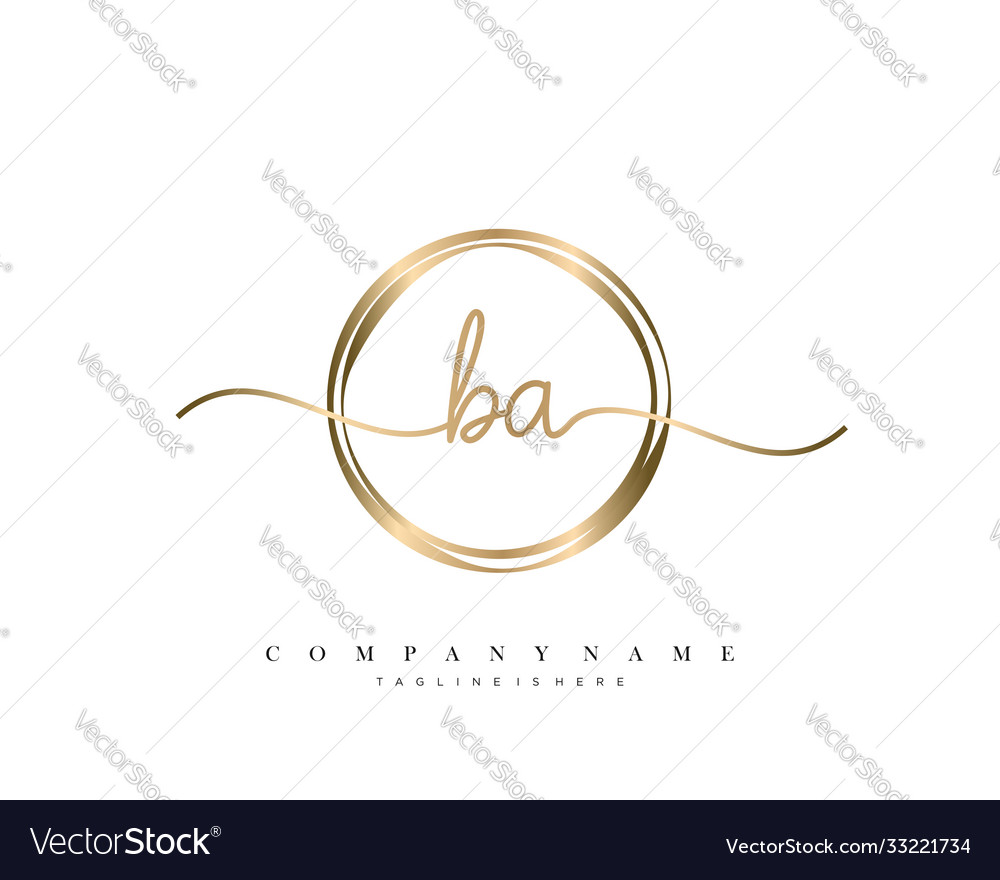 Ba initial handwriting minimalist geometric logo Vector Image Ba initial handwriting minimalist geometric logo Vector Image