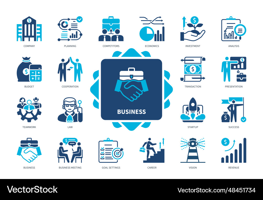 Business solid icon set Royalty Free Vector Image