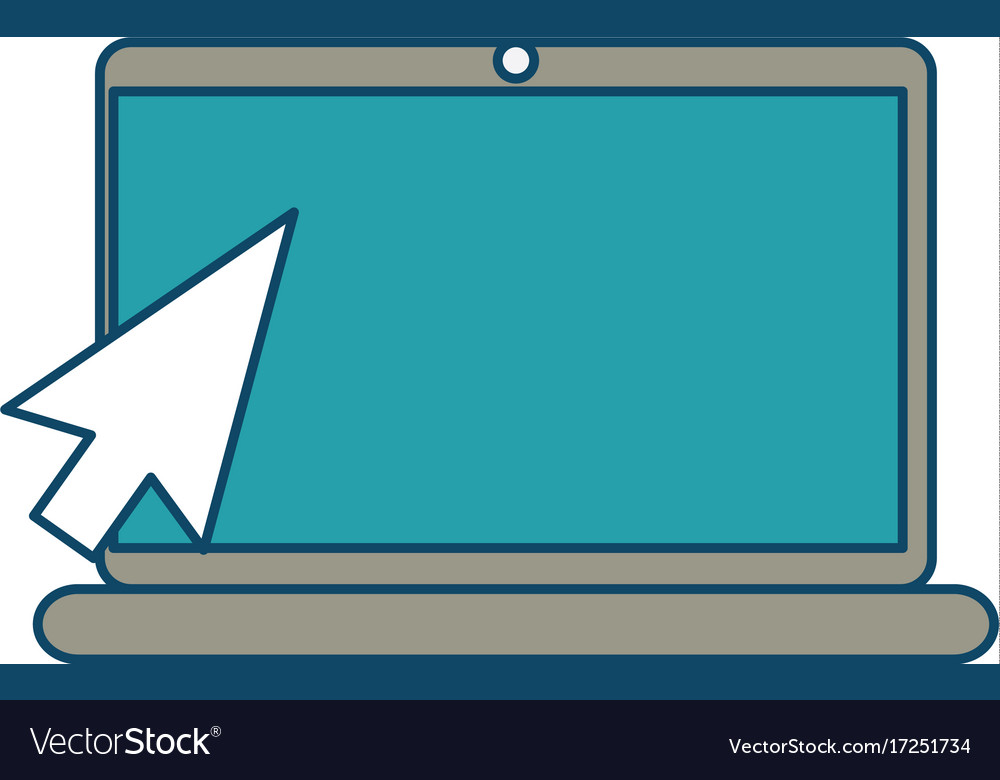 Laptop computer with mouse pointer Royalty Free Vector Image